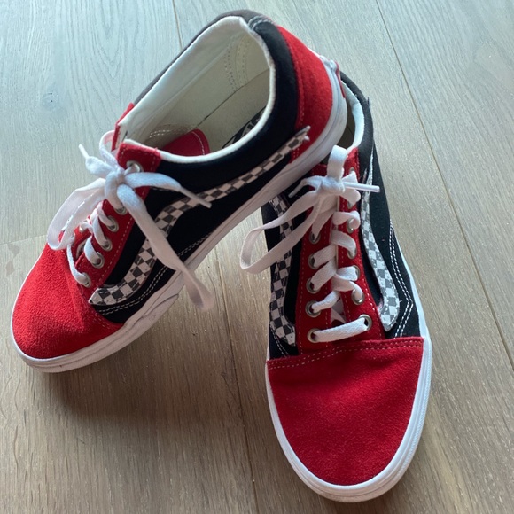 Vans | Shoes | Velcro Red Checkered Vans Lightly Worn | Poshmark